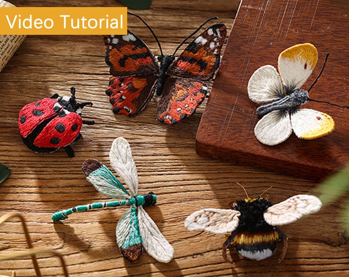 Insect Brooch Embroidery Kit/3d Embroidery Kit for Beginners/butterfly ...