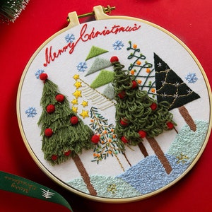 3D Christmas Tree Embroidery Kit for Beginners, Christmas Hand ...