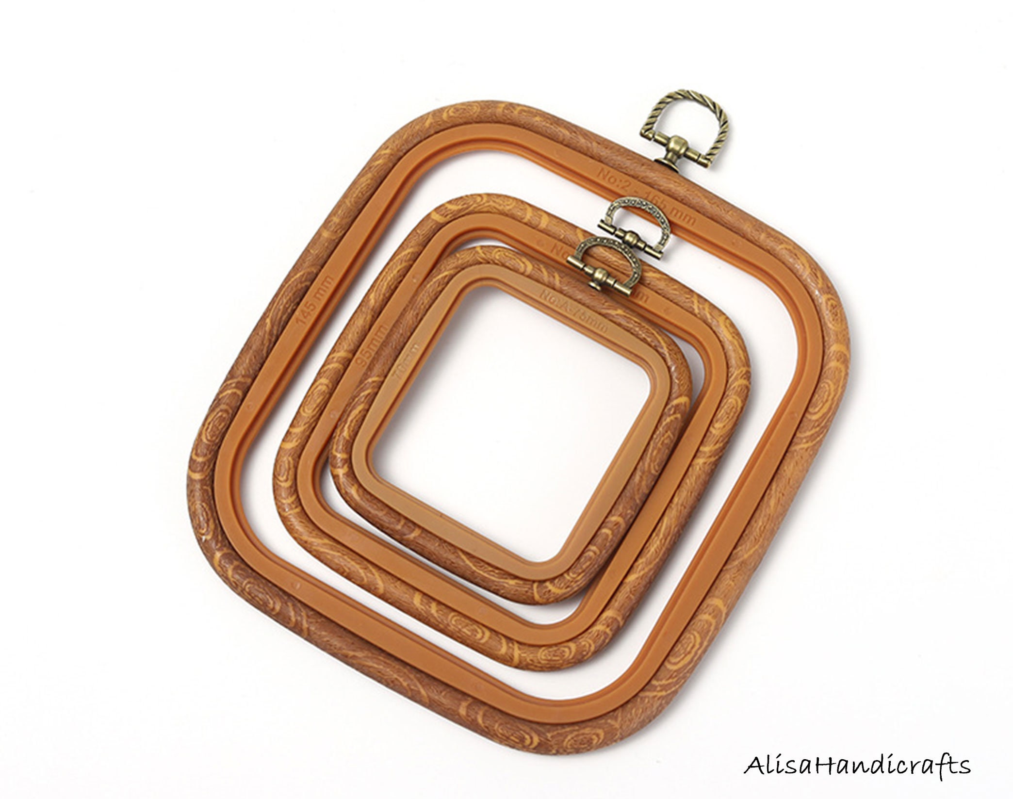 Square Wood Grain Embroidery Hoop, Retro Flexible Hoop, Imitation Wood ...
