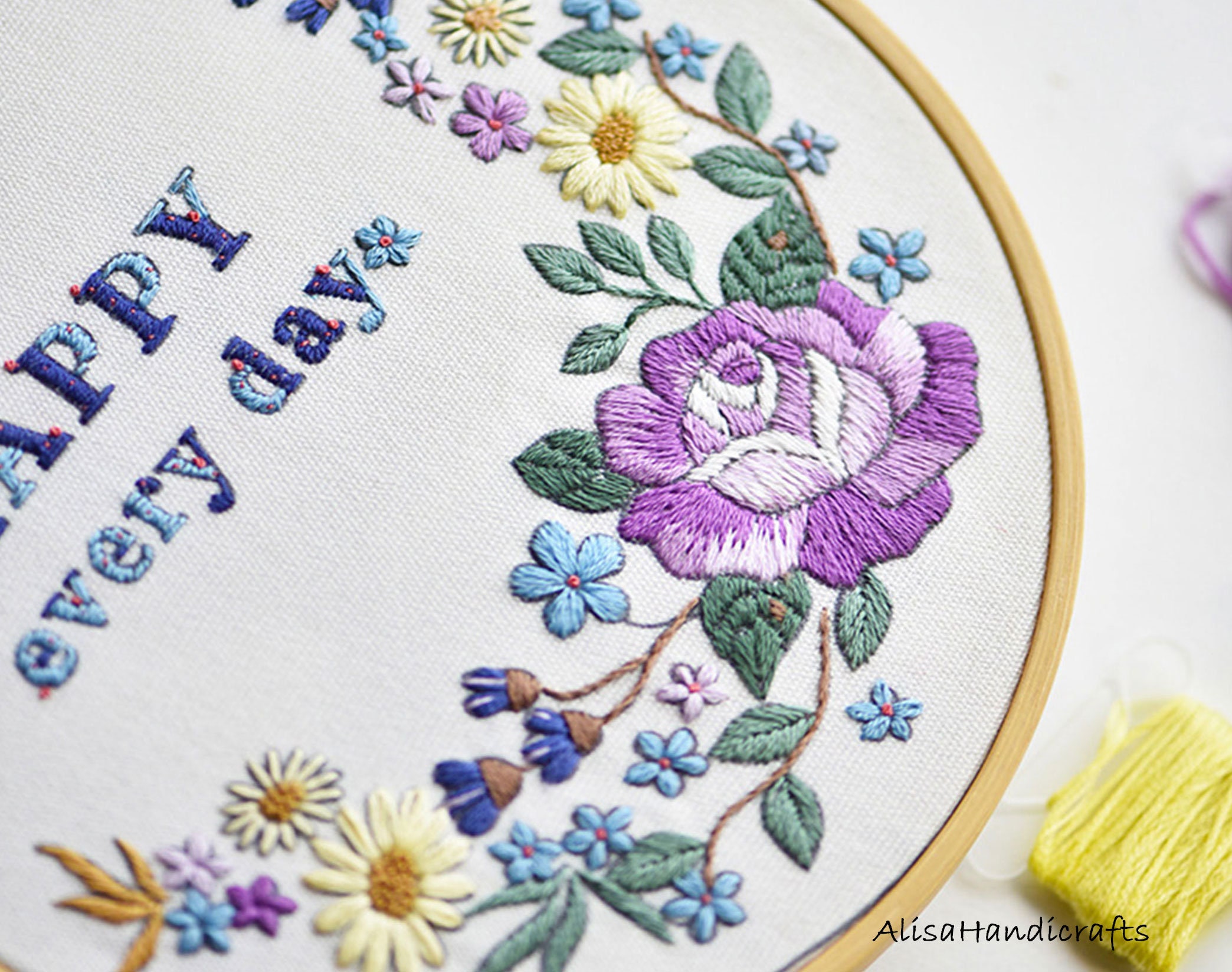 Hand Embroidery Rose Kit Flower Embroidery Pattern Modern | Etsy