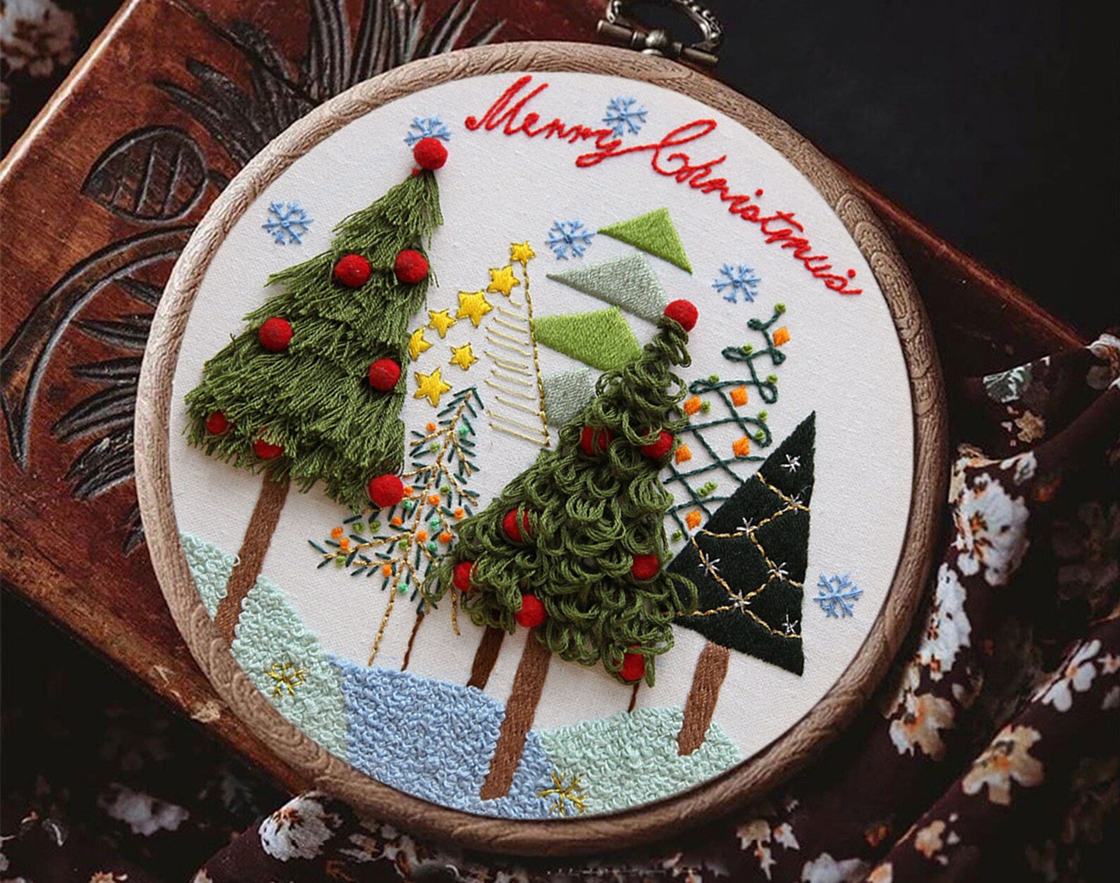 3D Christmas Tree Embroidery Kit for Beginners Christmas Hand - Etsy