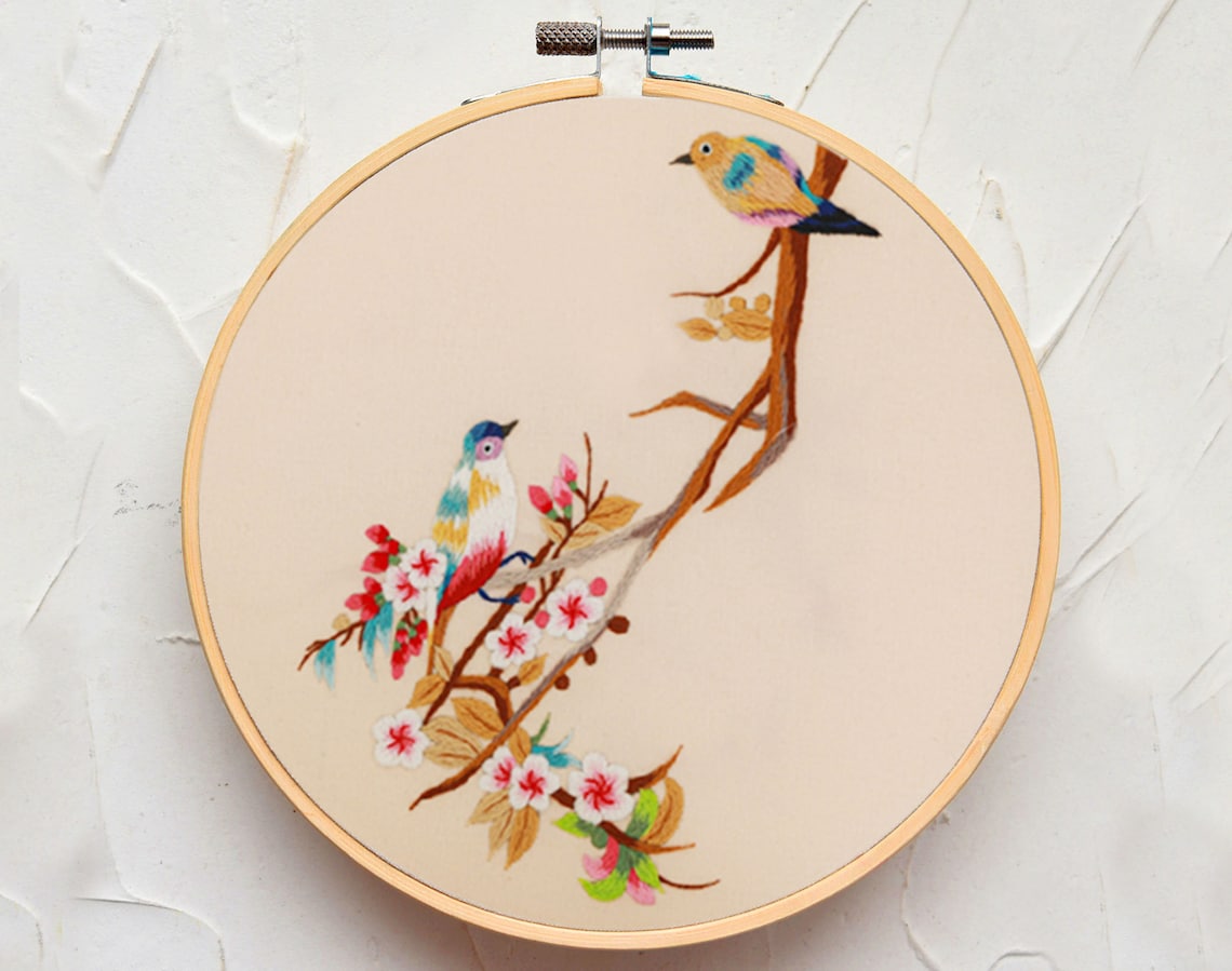Beginner Chinese Style Hand Embroidery Kit Flower and Birds | Etsy