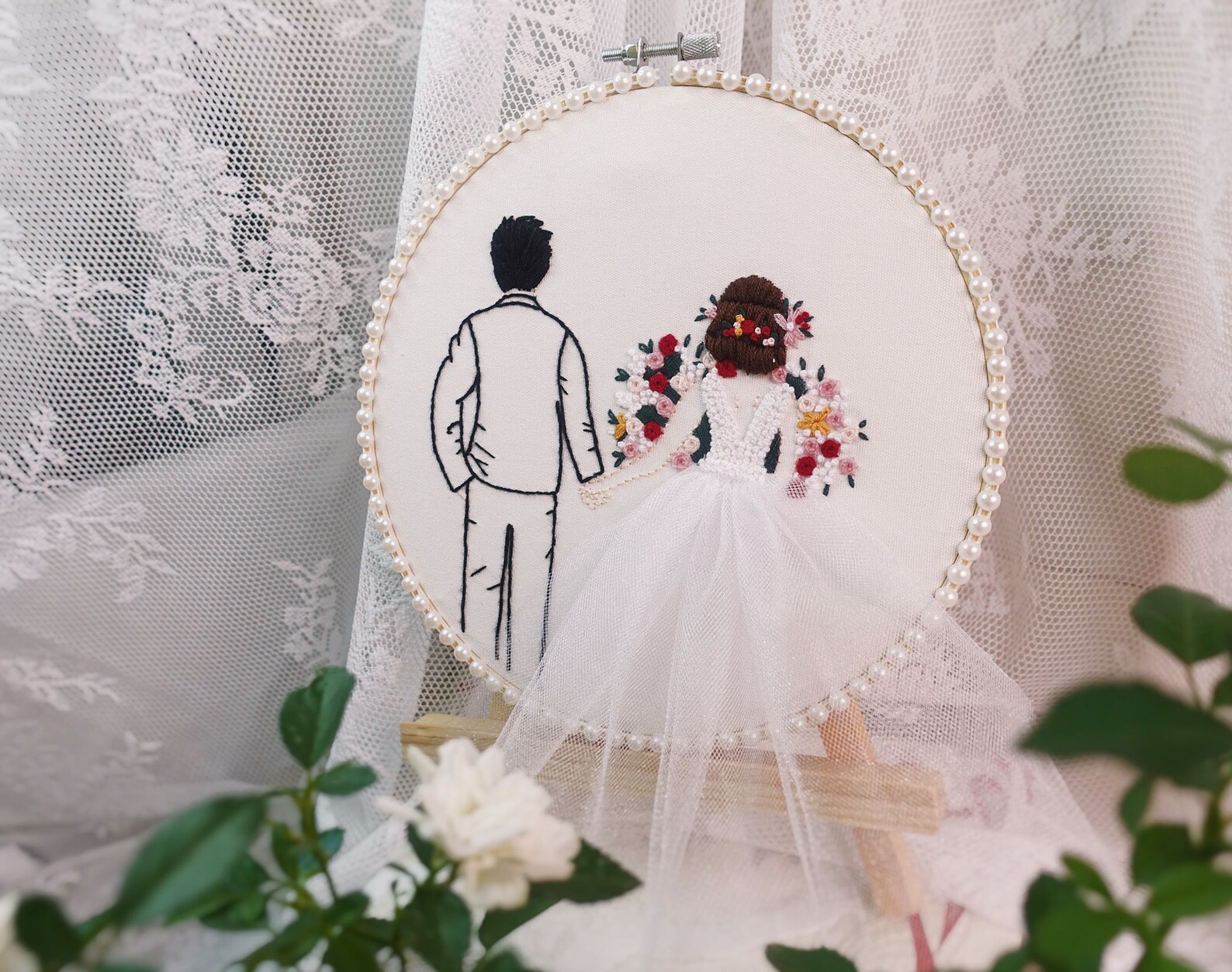 Custom Wedding Embroidery Kit Engagement Wedding Ring Holder - Etsy