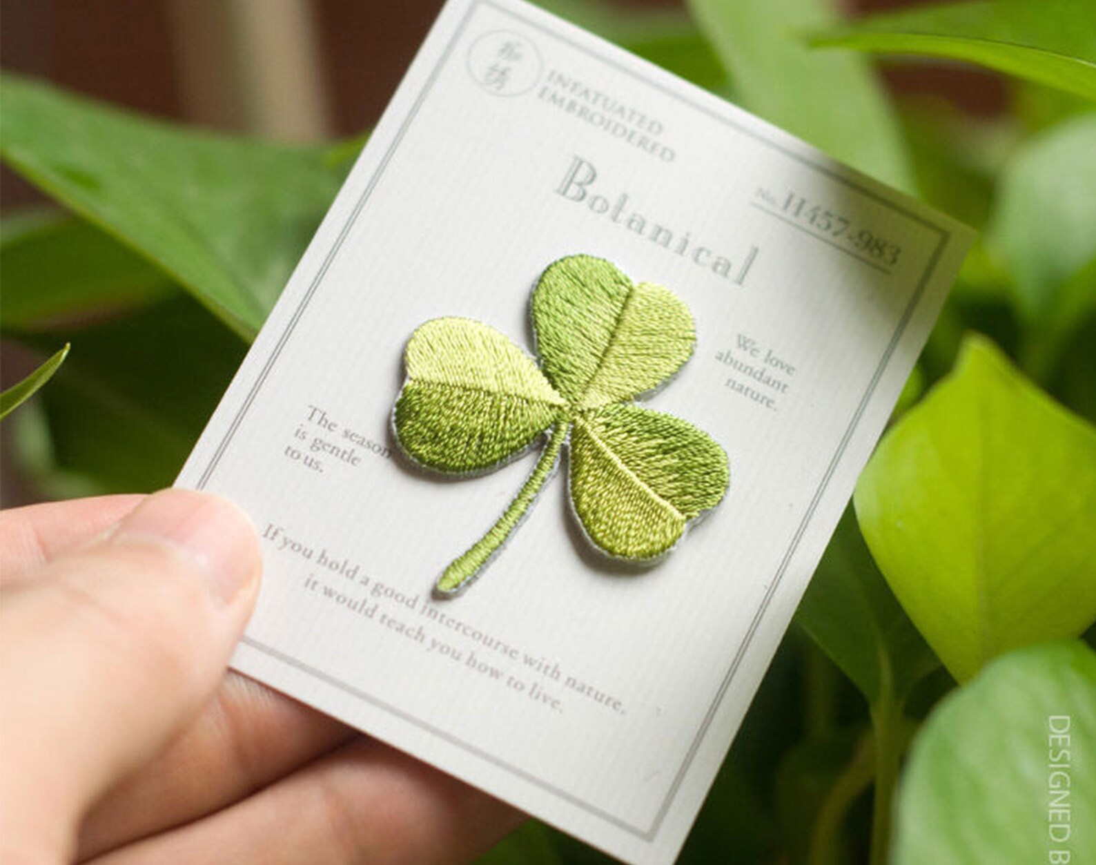 Four-leaf Clover Embroidered Patches, Green Plant Leaf Patch Sew On ...
