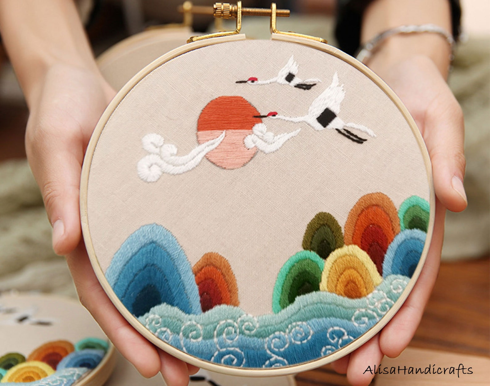 DIY Landscape Embroidery Kit for Beginner Mountains River and | Etsy