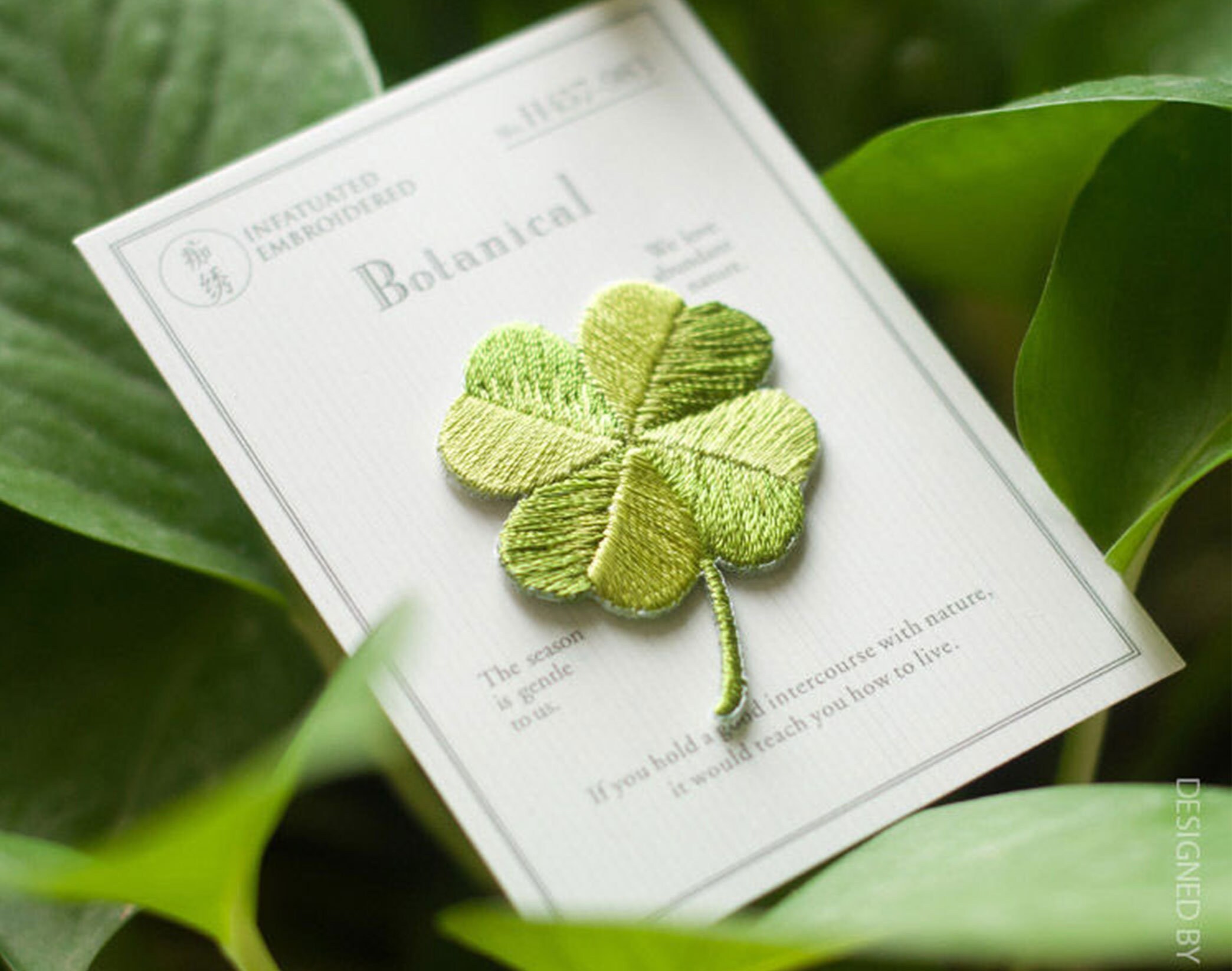 Four-leaf Clover Embroidered Patches, Green Plant Leaf Patch Sew On ...