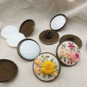 Embroidery Blank Retro Copper Lapel Pin Base, DIY Pinch Badge Brooch ...