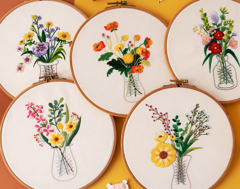 Beginner Hand Embroidery Full Kit DIY Handcraft Kit for | Etsy