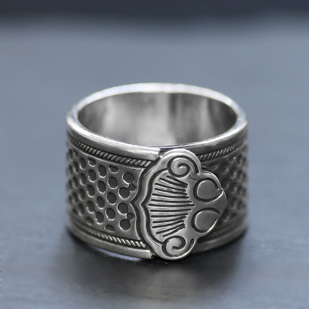 Sewing Thimble Finger Protector,antique Silver Metal Ring Thimble ...