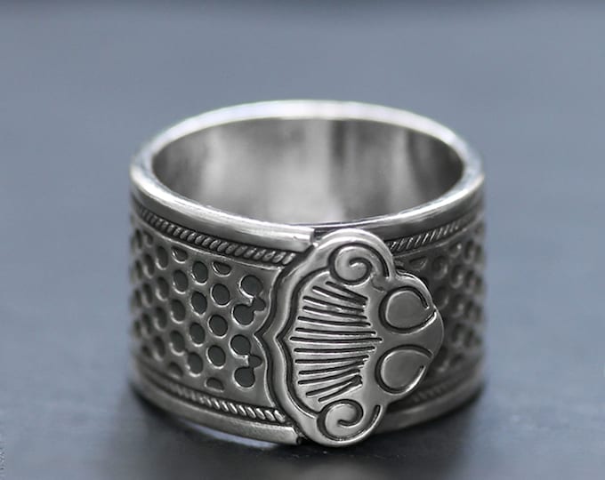 Sewing Thimble Finger Protector,antique Silver Metal Ring Thimble ...
