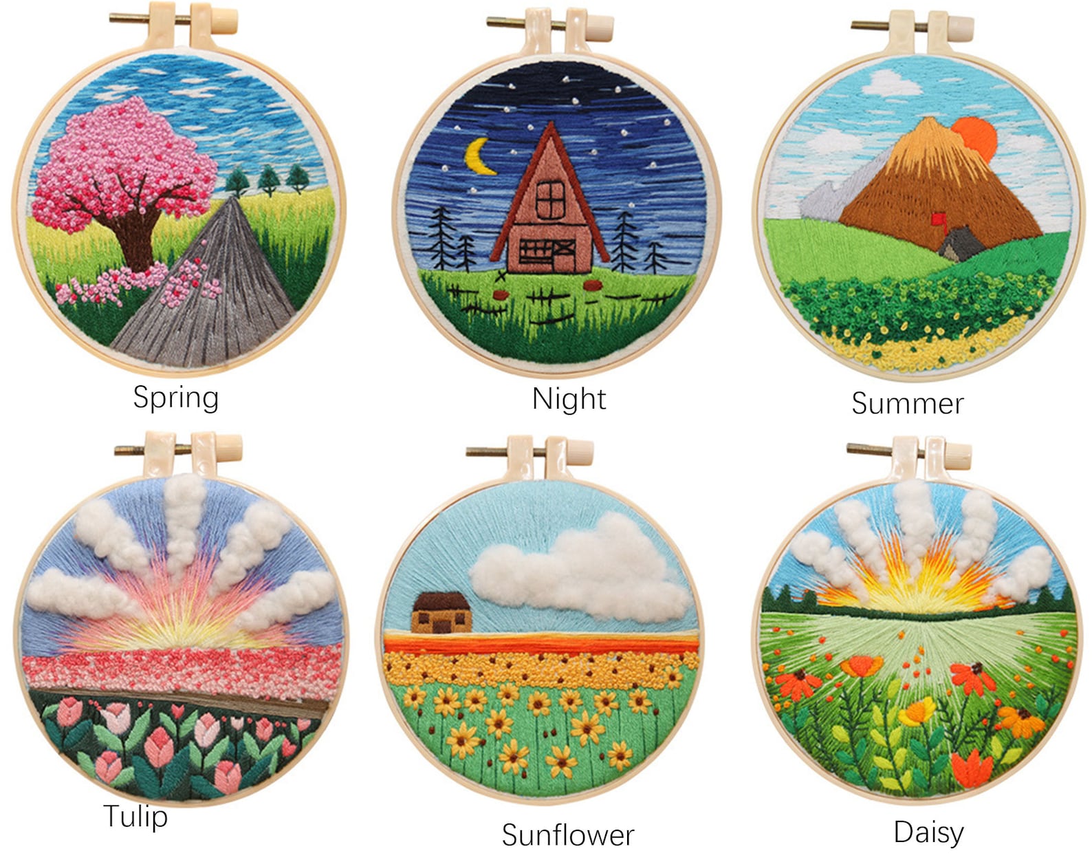 DIY Beginner Embroidery Landscape Kit, Colorful Scenery Embroidery ...