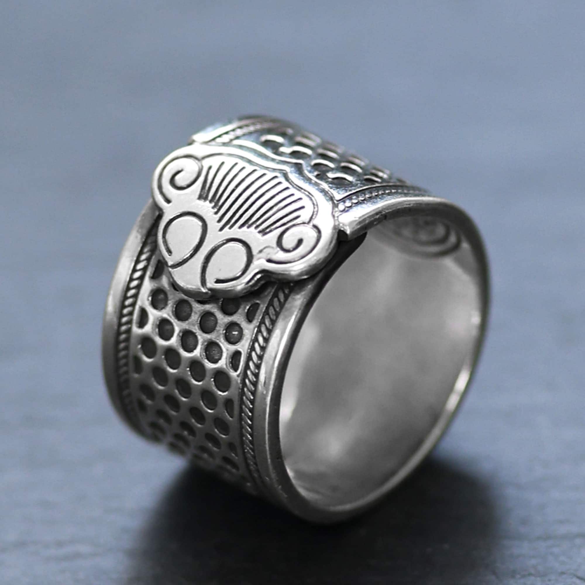 Sewing Thimble Finger Protector,antique Silver Metal Ring Thimble ...