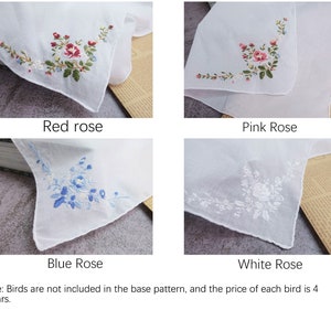 Custom Hand Embroidered Rose White Handkerchief-women's Cotton ...