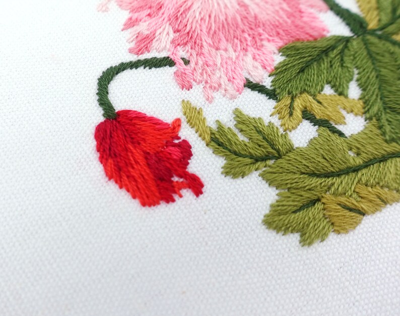 Red Peony Flower Hand Embroidery Kit Intermediate Chinese - Etsy