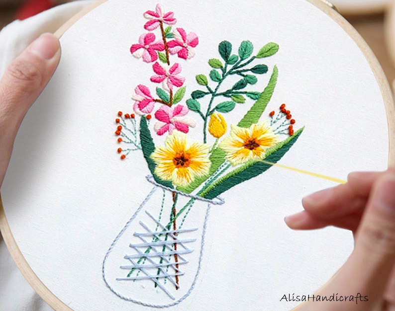 Beginner Hand Embroidery Full Kit DIY Handcraft Kit for | Etsy