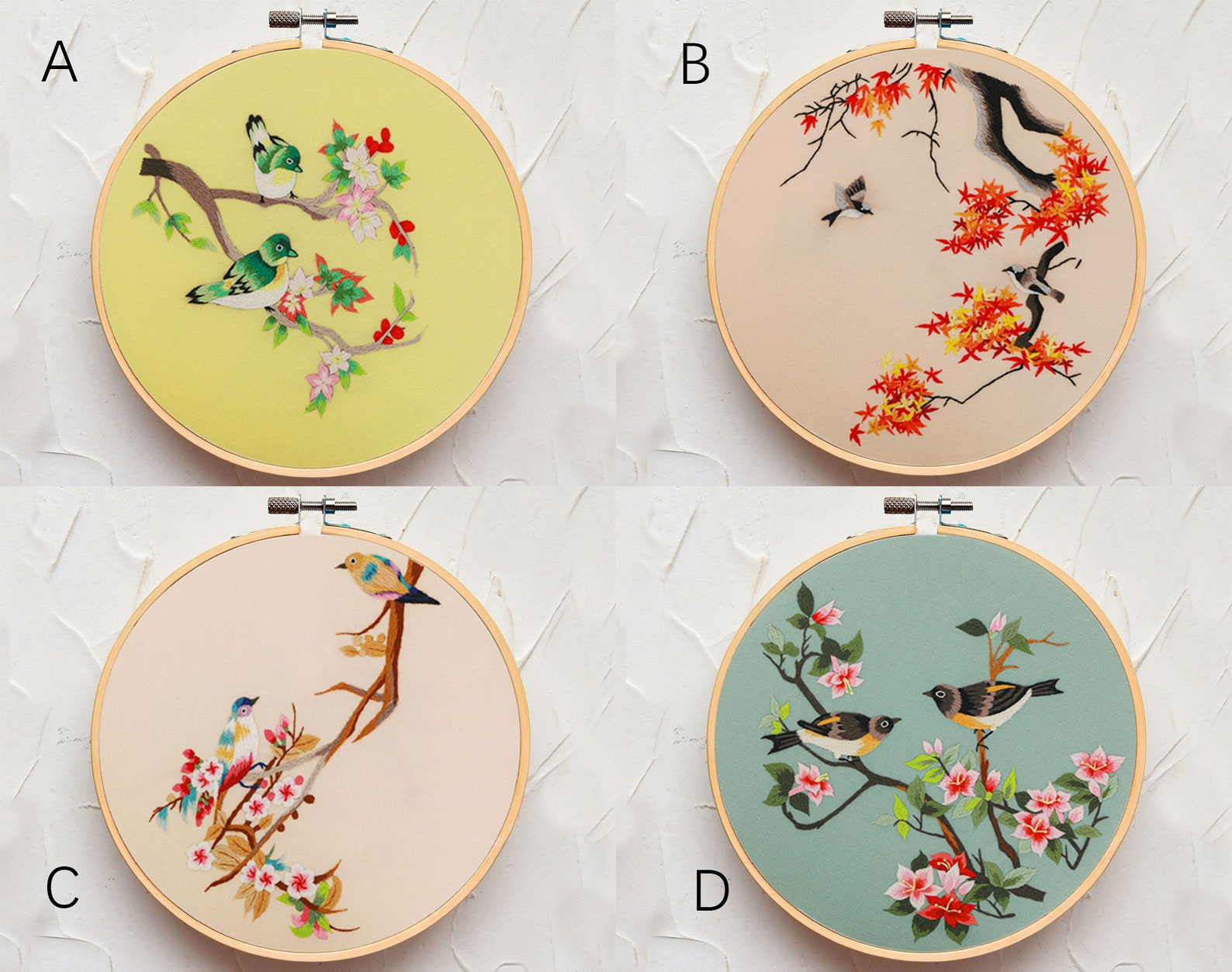 Beginner Chinese Style Hand Embroidery Kit, Flower and Birds Embroidery ...