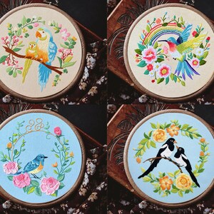 Chinese Rose and Bird Embroidery Kit,colorful Birds Embroidery Pattern ...