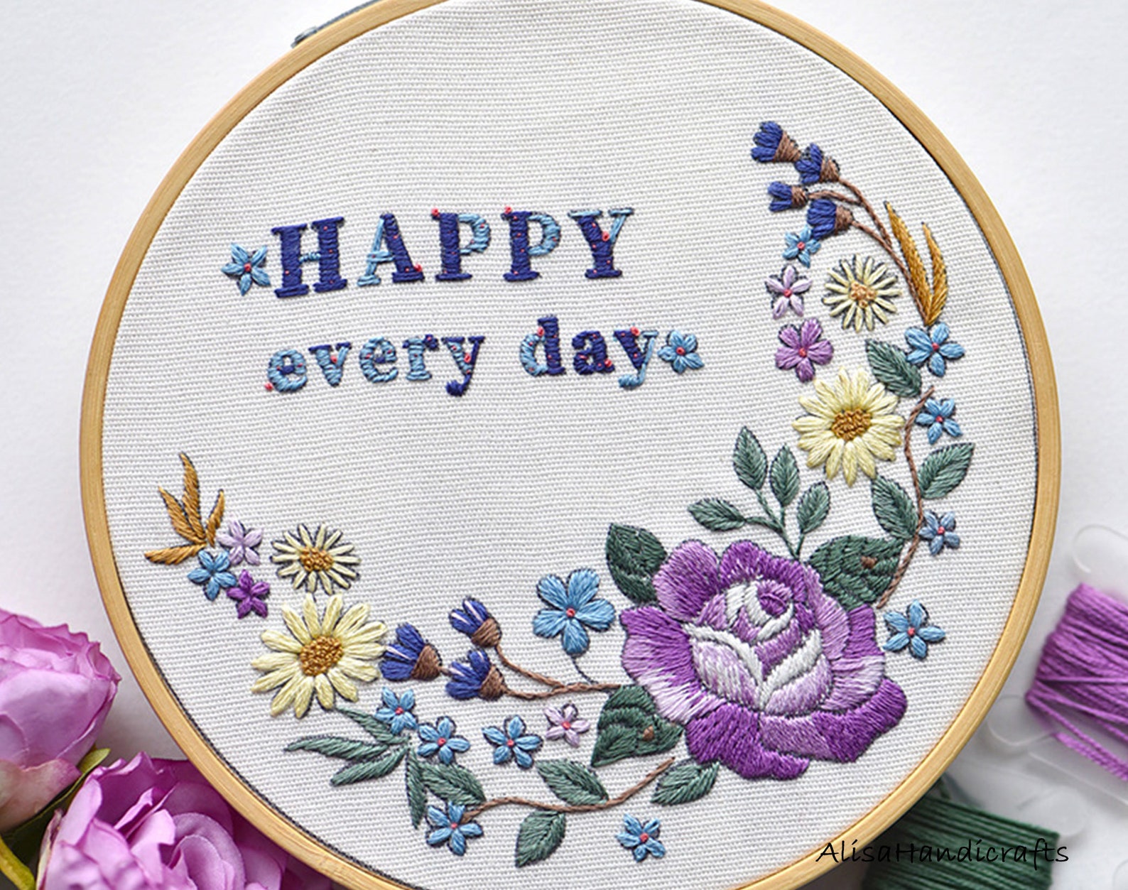 Hand Embroidery Rose Kit Flower Embroidery Pattern Modern | Etsy