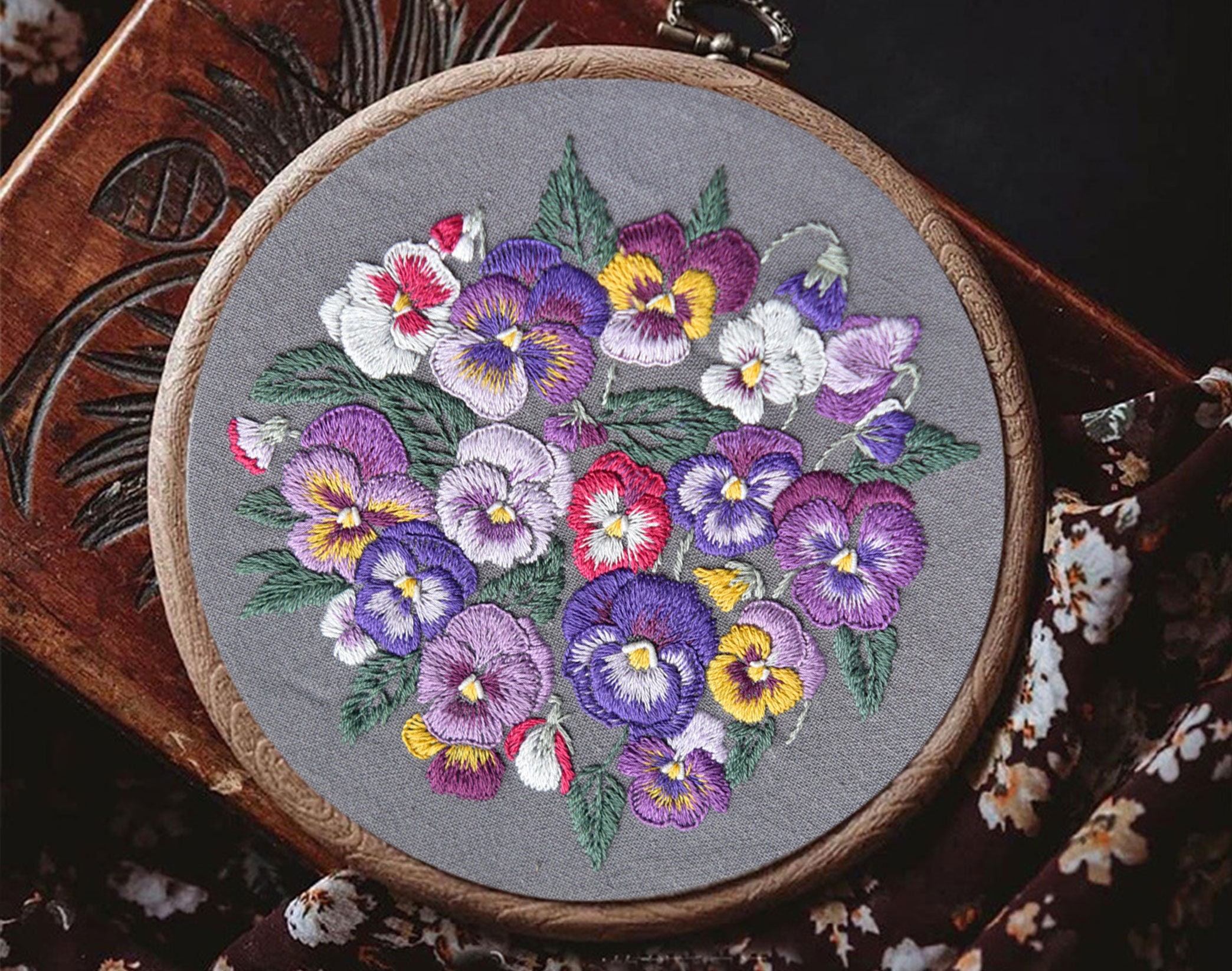 Embroidery Pansy Full Kit for Beginner Ins Flower Hand - Etsy