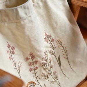 Large Capacity Tote Embroidery Kit, Off-white Canvas Shoulder Womens ...