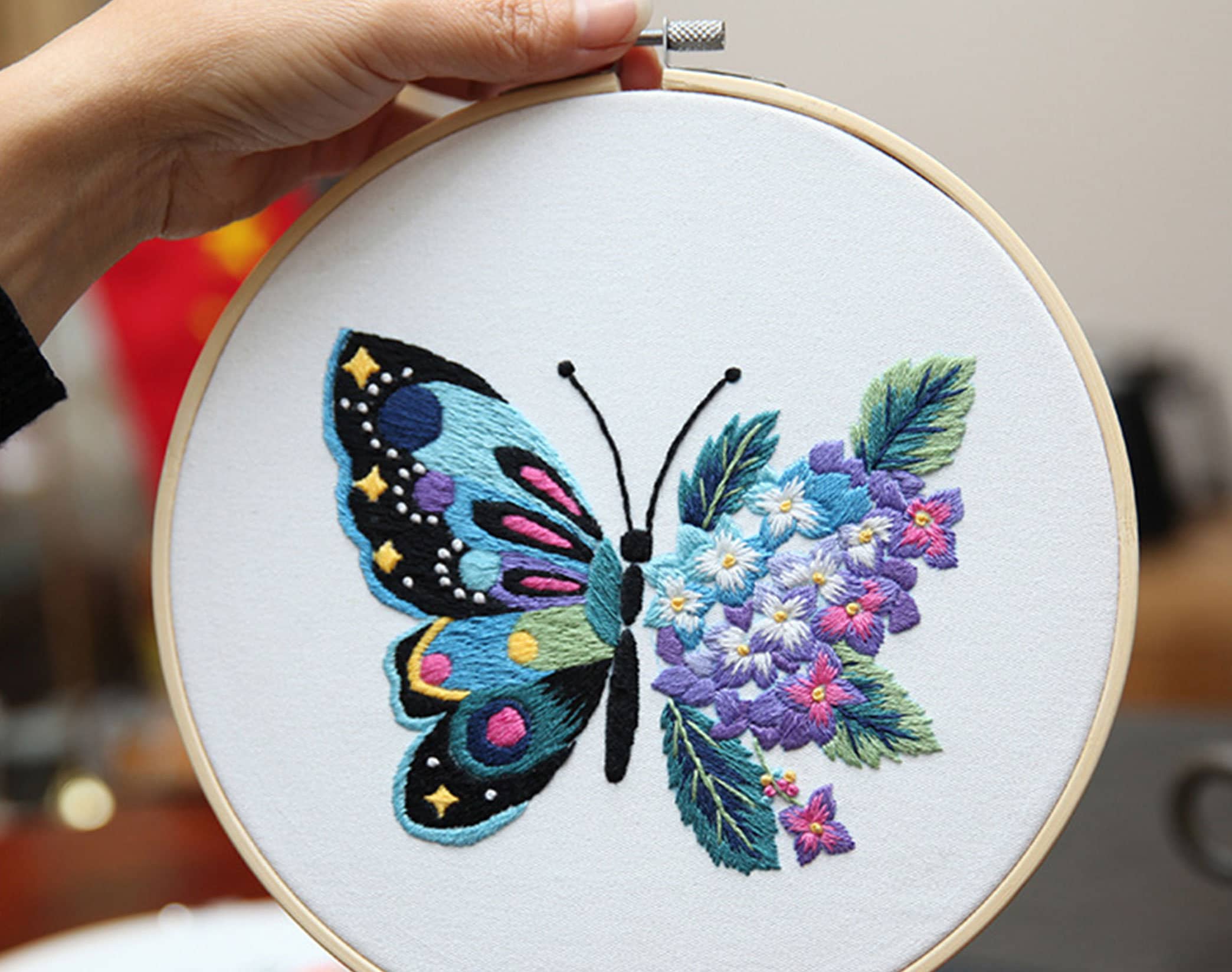 Colorful Butterfly and Flower Embroidery Kit/spring Hand Embroidery ...