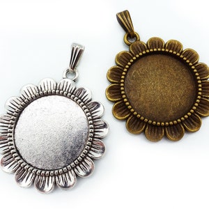 Round Vintage Pendant Blank Base/flower Embroidery Necklace Base ...