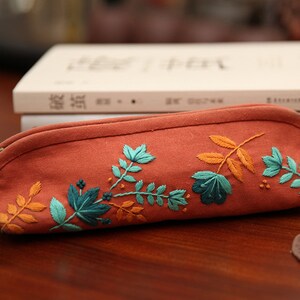 Beginner Hand Embroidery Pencil Case With Embroidery Flower Kit, Sew ...