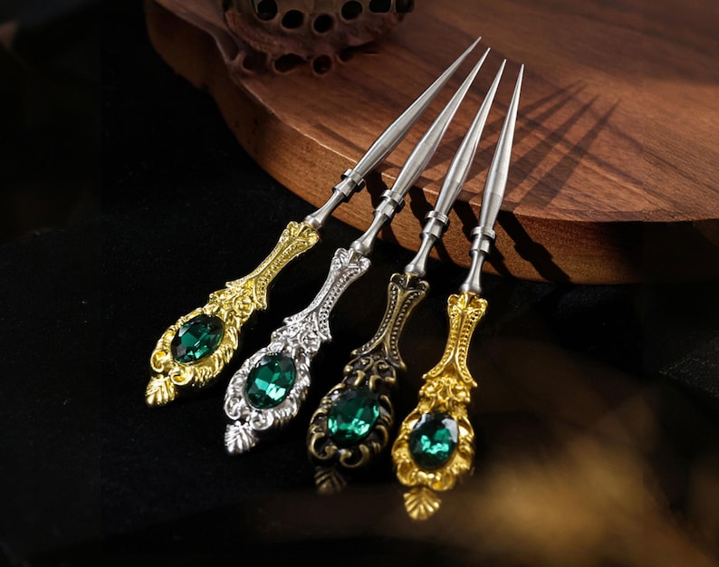 Leather Awl, Vintage Sewing Stitching Awl With Gemstone, Steel Needle ...