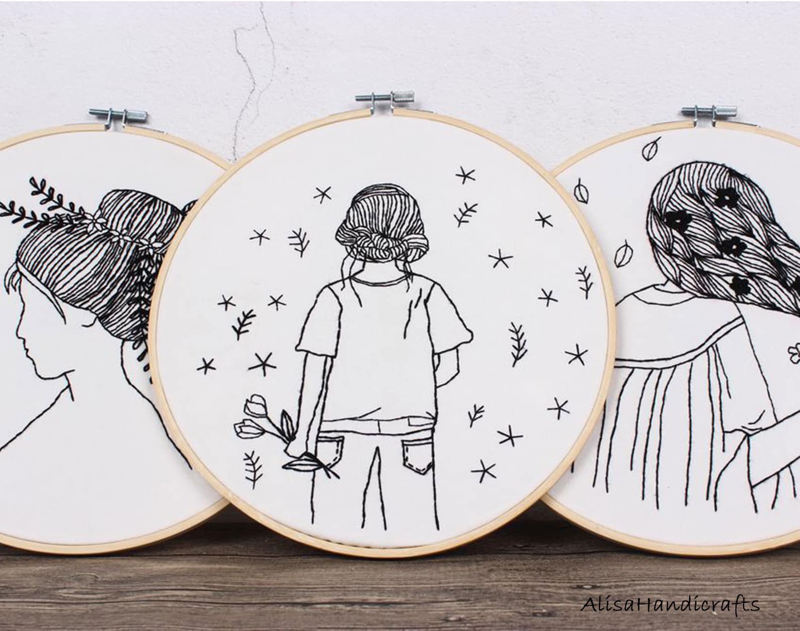 Beginner Embroidery Kit Hand Embroidery Girl Line Art Hair - Etsy