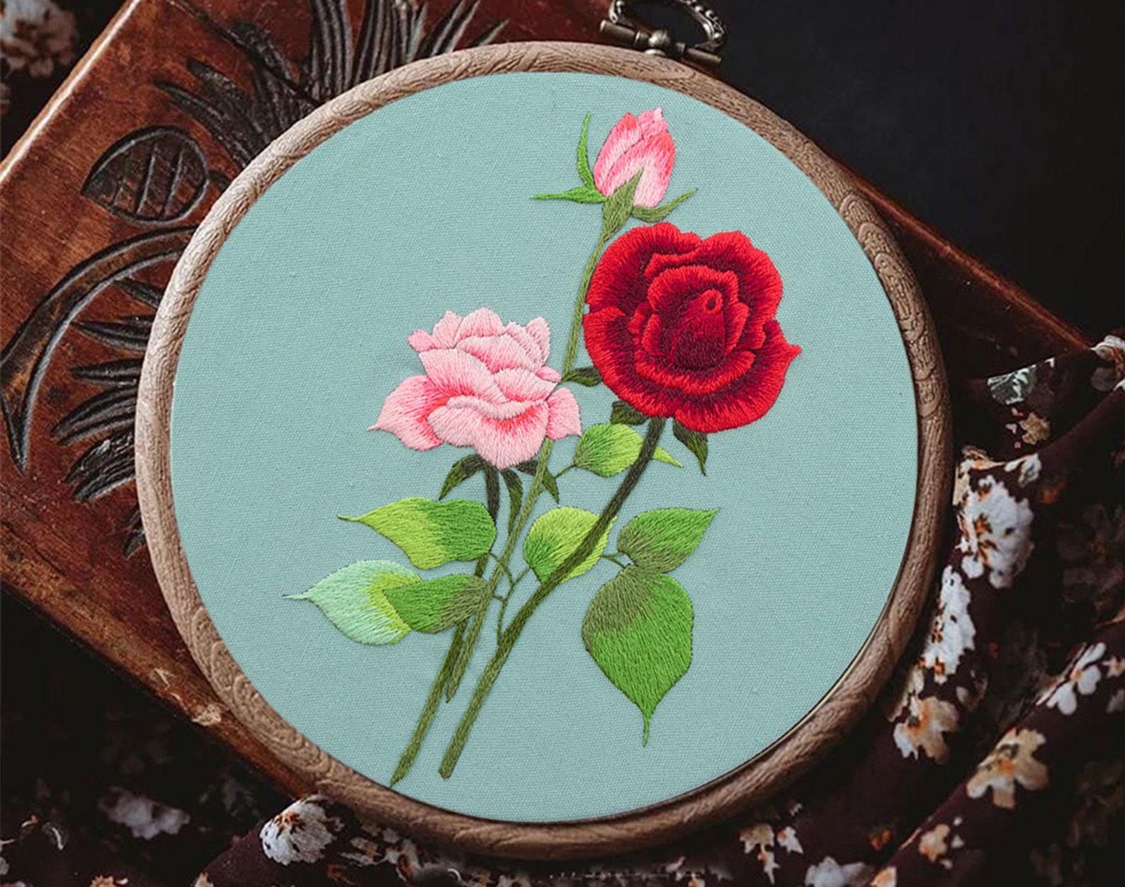 Hand Embroidery Rose Flower Kit Embroidery Kit for - Etsy
