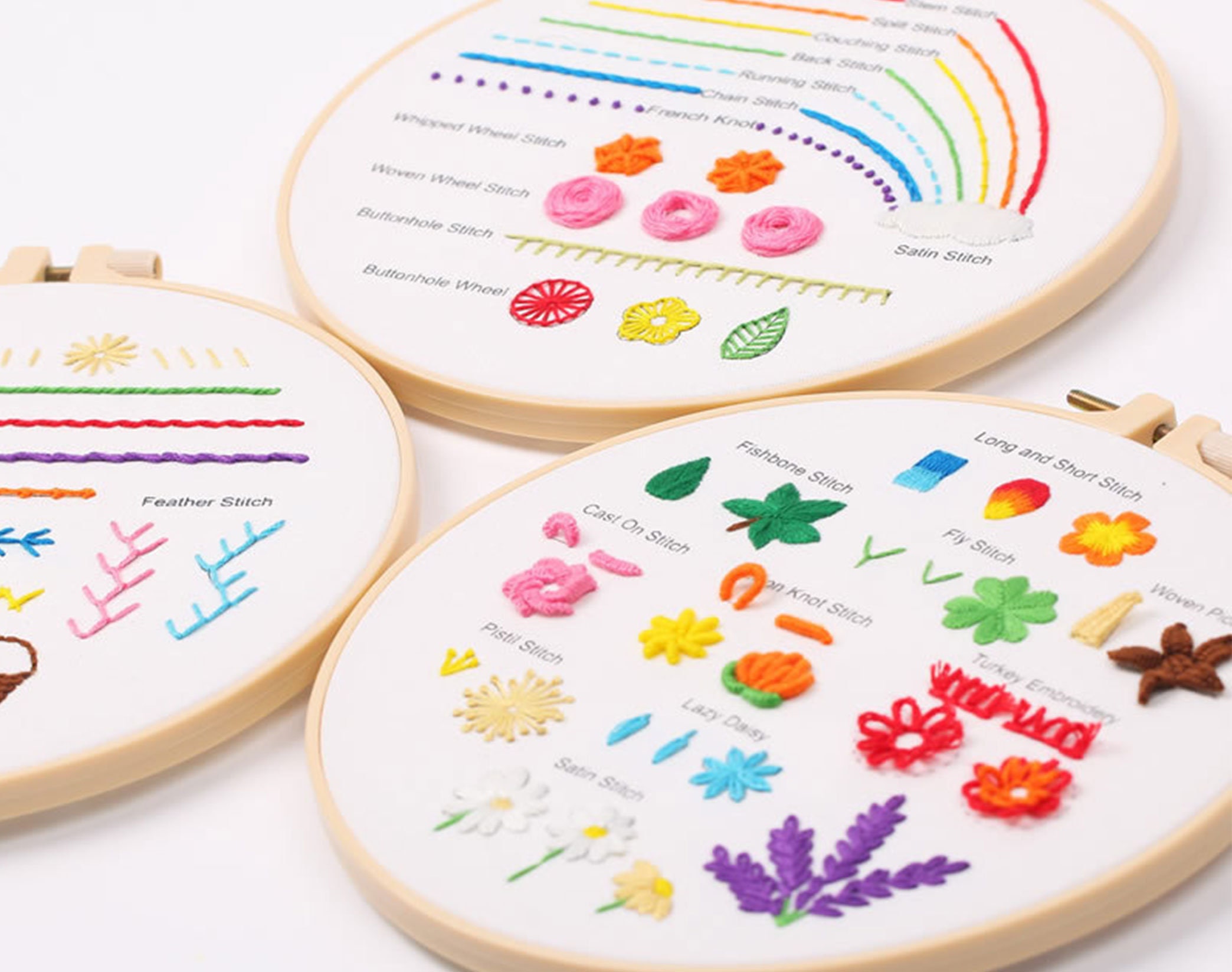 3 Pack Embroidery Sampler Kit Rainbow Starter Hand Embroidery - Etsy