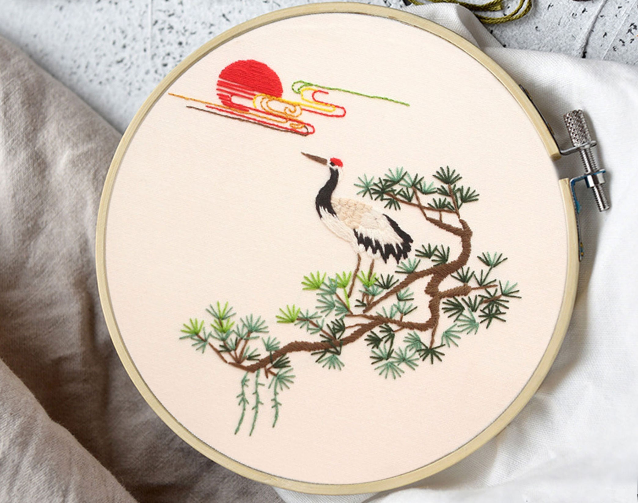 Beginner Embroidery Kit Chinese Embroidery Pattern Pine - Etsy