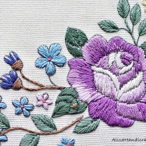 Hand Embroidery Rose Kit , Flower Embroidery Pattern, Modern Floral ...