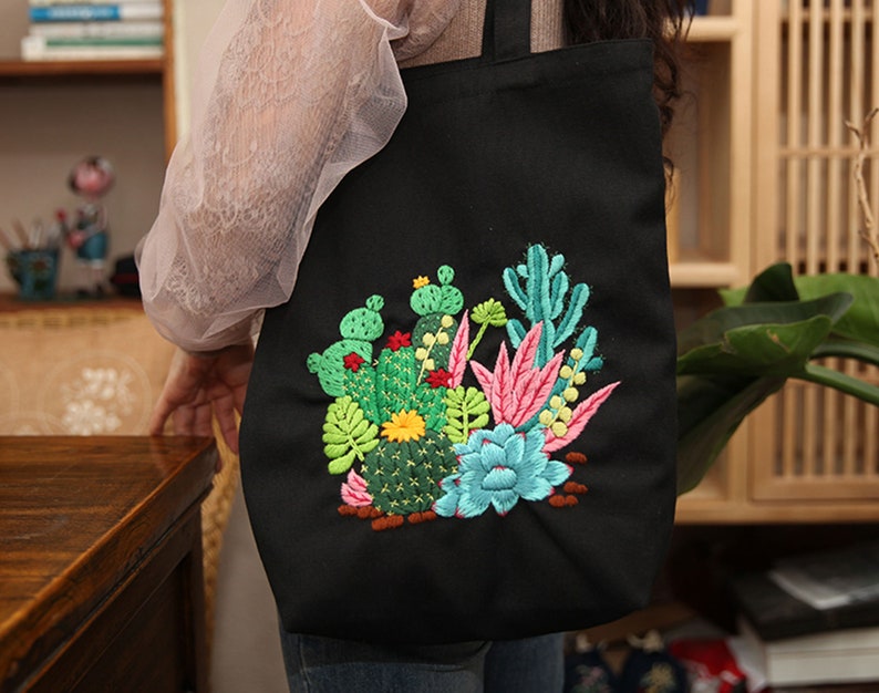 DIY Shoulder Bag Kit Embroidery Canvas Tote Bag Kit - Etsy