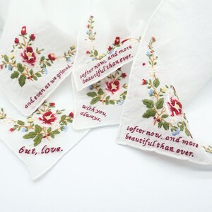 Custom Hand Embroidered Rose White Handkerchief-women's Cotton ...