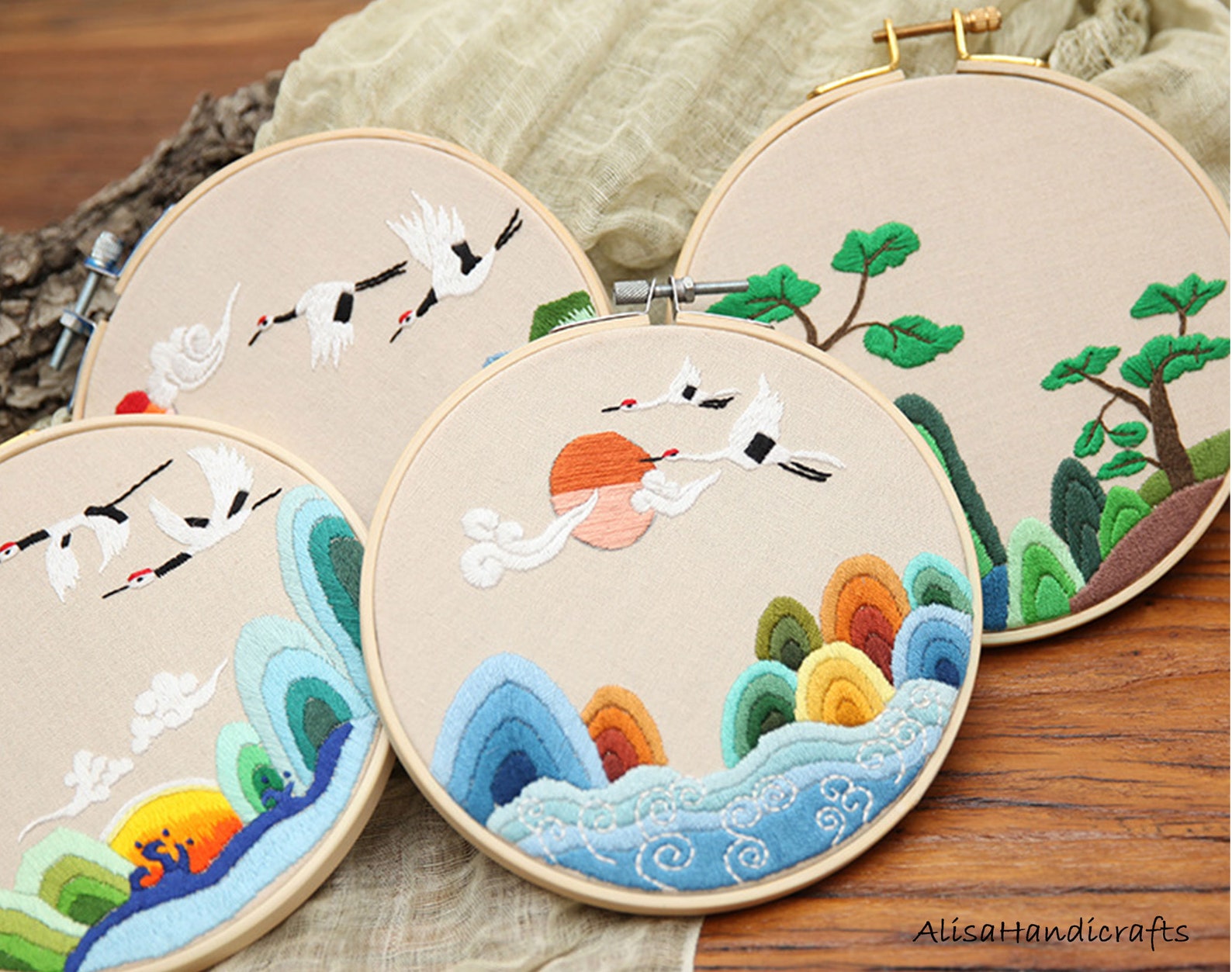 DIY Landscape Embroidery Kit for Beginner Mountains River and | Etsy