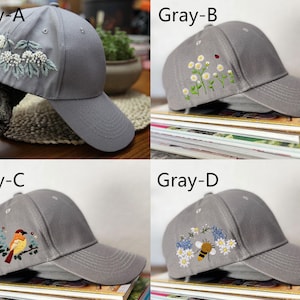 Hand Embroidery Flower Baseball Cap Kit,learn to Embroider Floral Hat ...