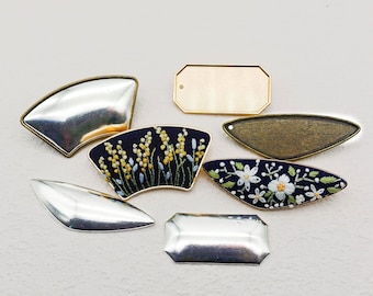 Embroidery Blank Retro Copper Lapel Pin Base, DIY Pinch Badge Brooch ...