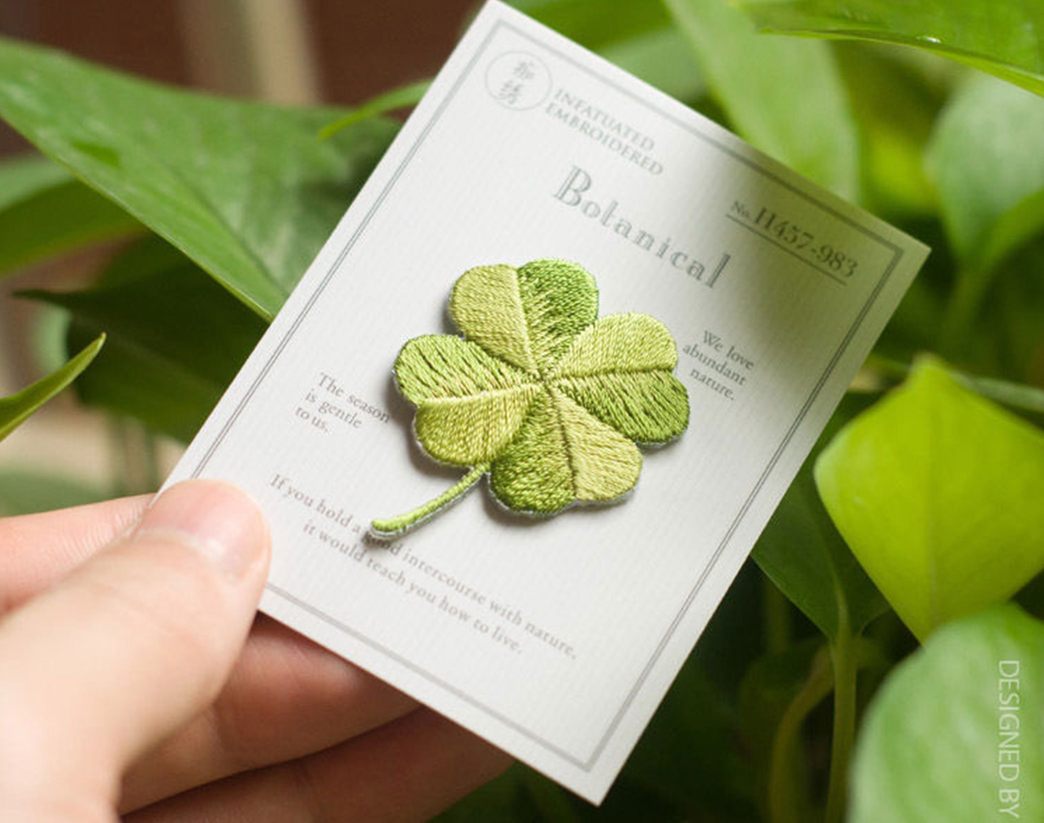 Four-leaf Clover Embroidered Patches, Green Plant Leaf Patch Sew On ...