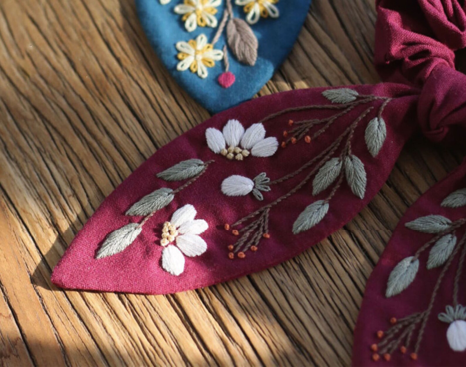 DIY Hand Embroidery Hair Scarf Kit Beginners Embroidery Kit | Etsy