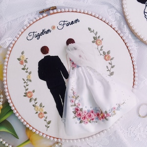 Personalized Wedding Portrait Embroidery Kit, Customizable Anniversary ...