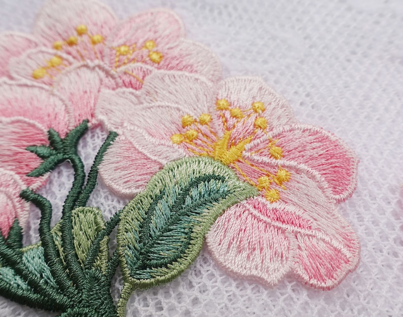 Blue Camellia Embroidered Flower Patch, Large Soft Yellow Floral Patch ...