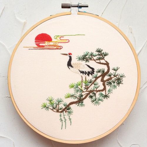 Beginner Embroidery Kit Chinese Embroidery Pattern Pine - Etsy
