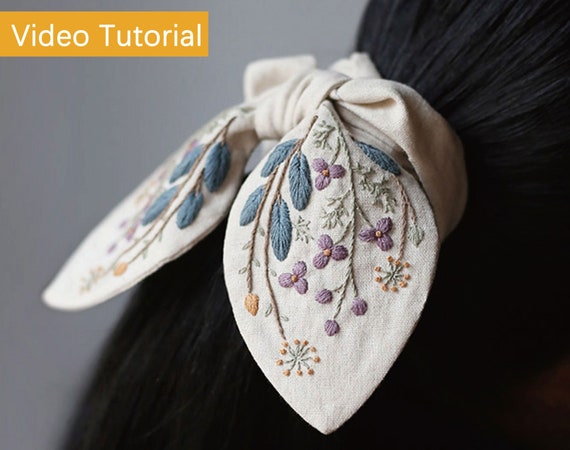 DIY Hand Embroidery Hair Scarf Kit Beginners Embroidery Kit | Etsy