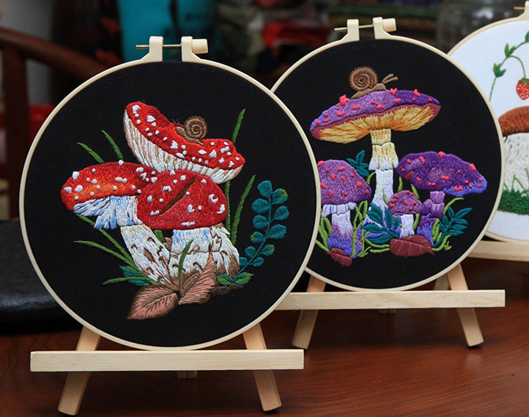 Mushroom Embroidery Kit for Beginner/modern Natural Plant Hand ...