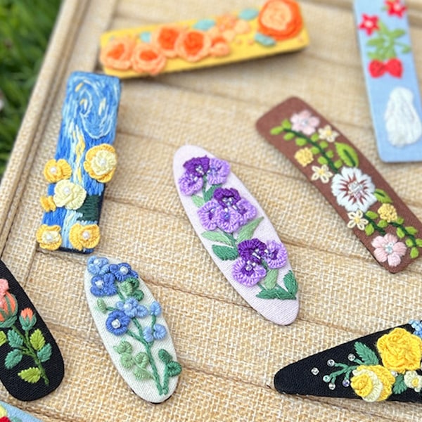 Embroidery Hair Clip - Etsy