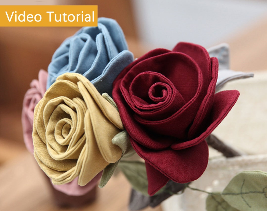 Fabric Roses Patchwork Kit,sewing Rose Flower Needlework Kit,video ...