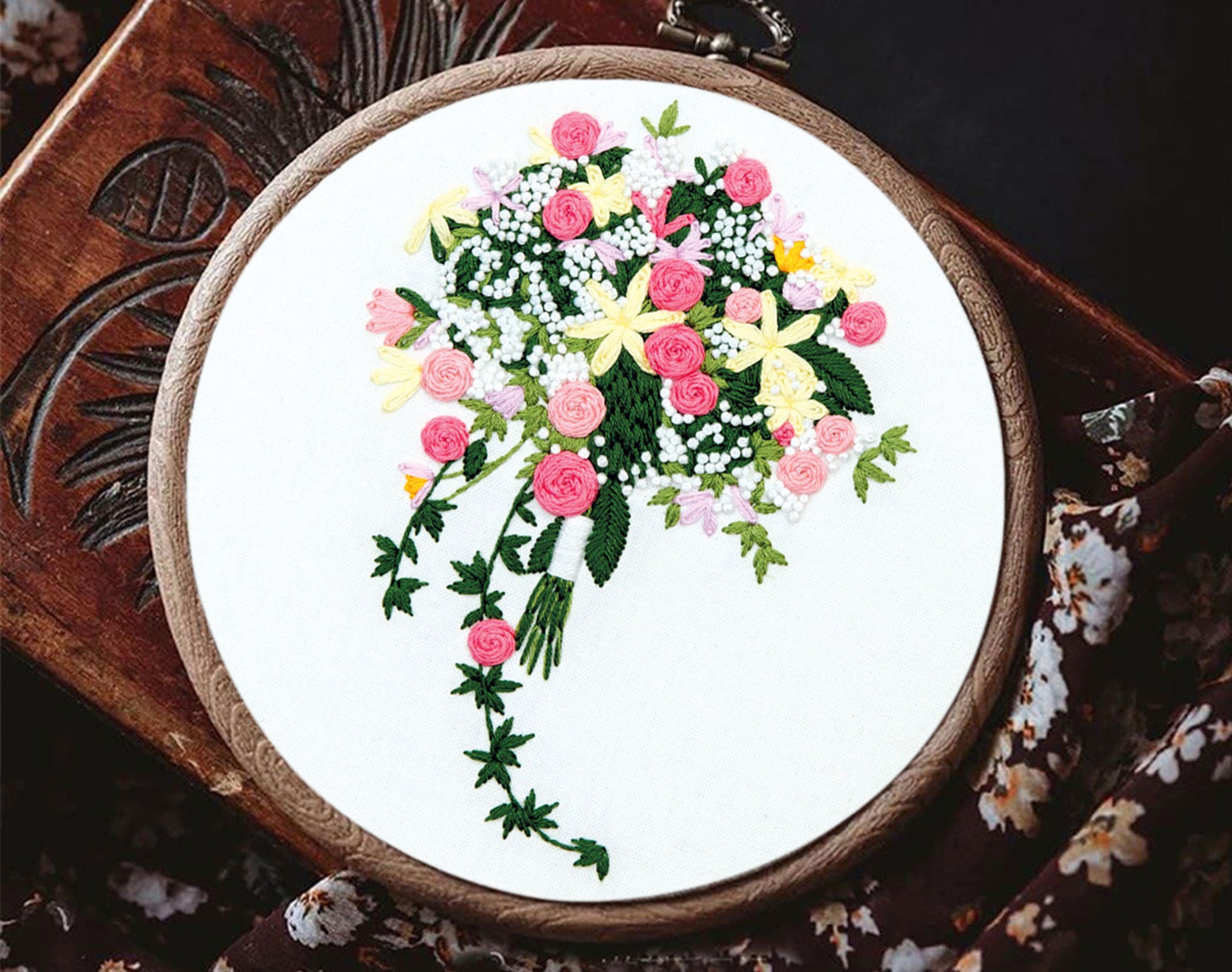 Beginner Flower Embroidery Kit 3D Pink Rose Hand Embroidery - Etsy