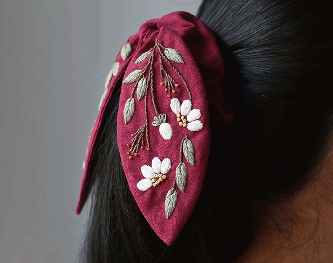 DIY Hand Embroidery Hair Scarf Kit Beginners Embroidery Kit - Etsy