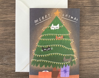 Merry Catmas Card - Etsy